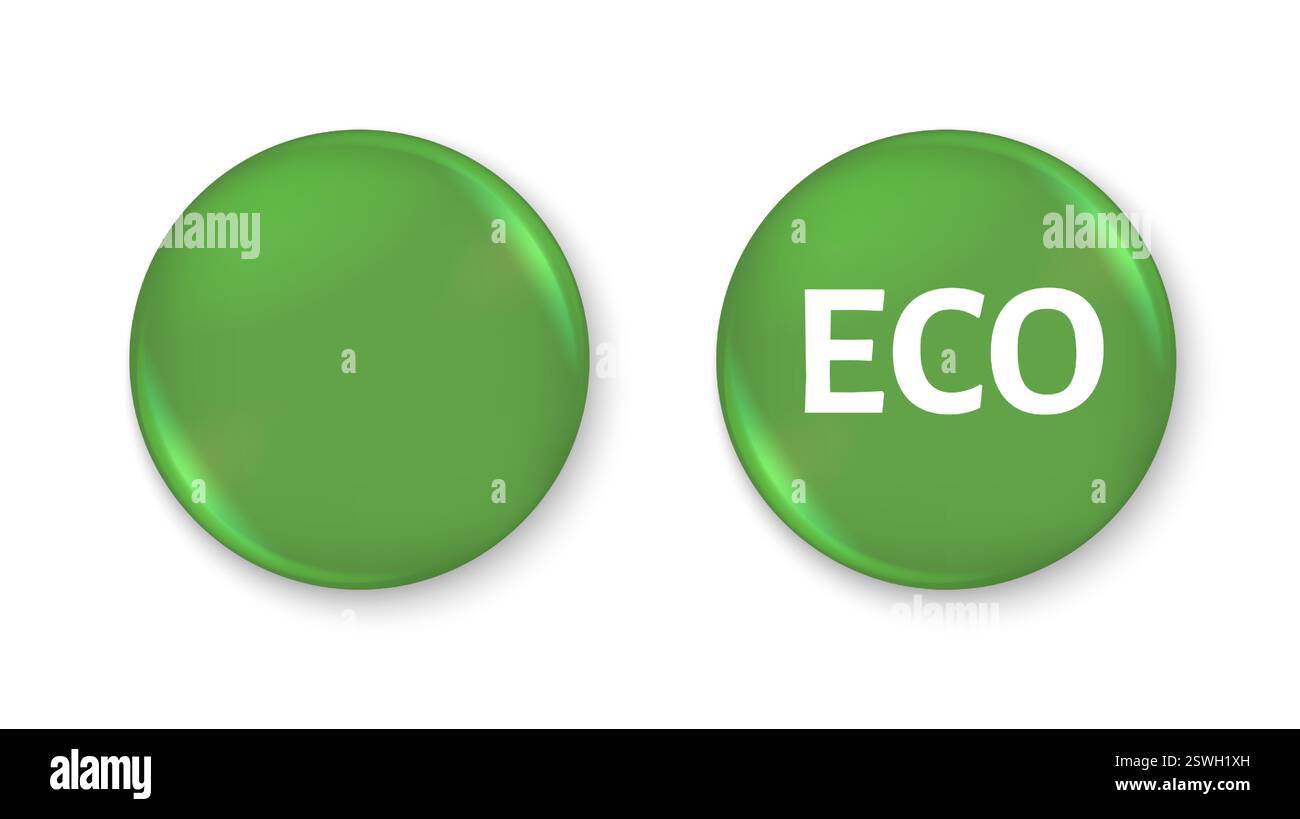 3D Eco Badge with Green Color, Eco-Friendly Symbol, Environmental ...