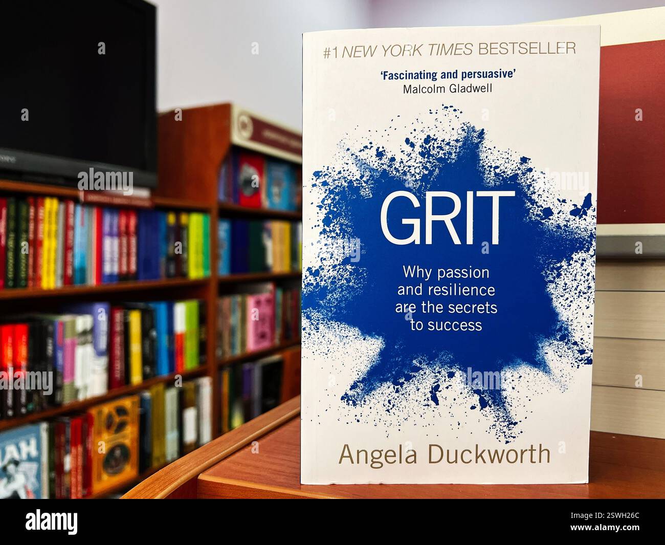 Lviv, Ukraine - February 20, 2025: Front cover of Grit by Angela ...