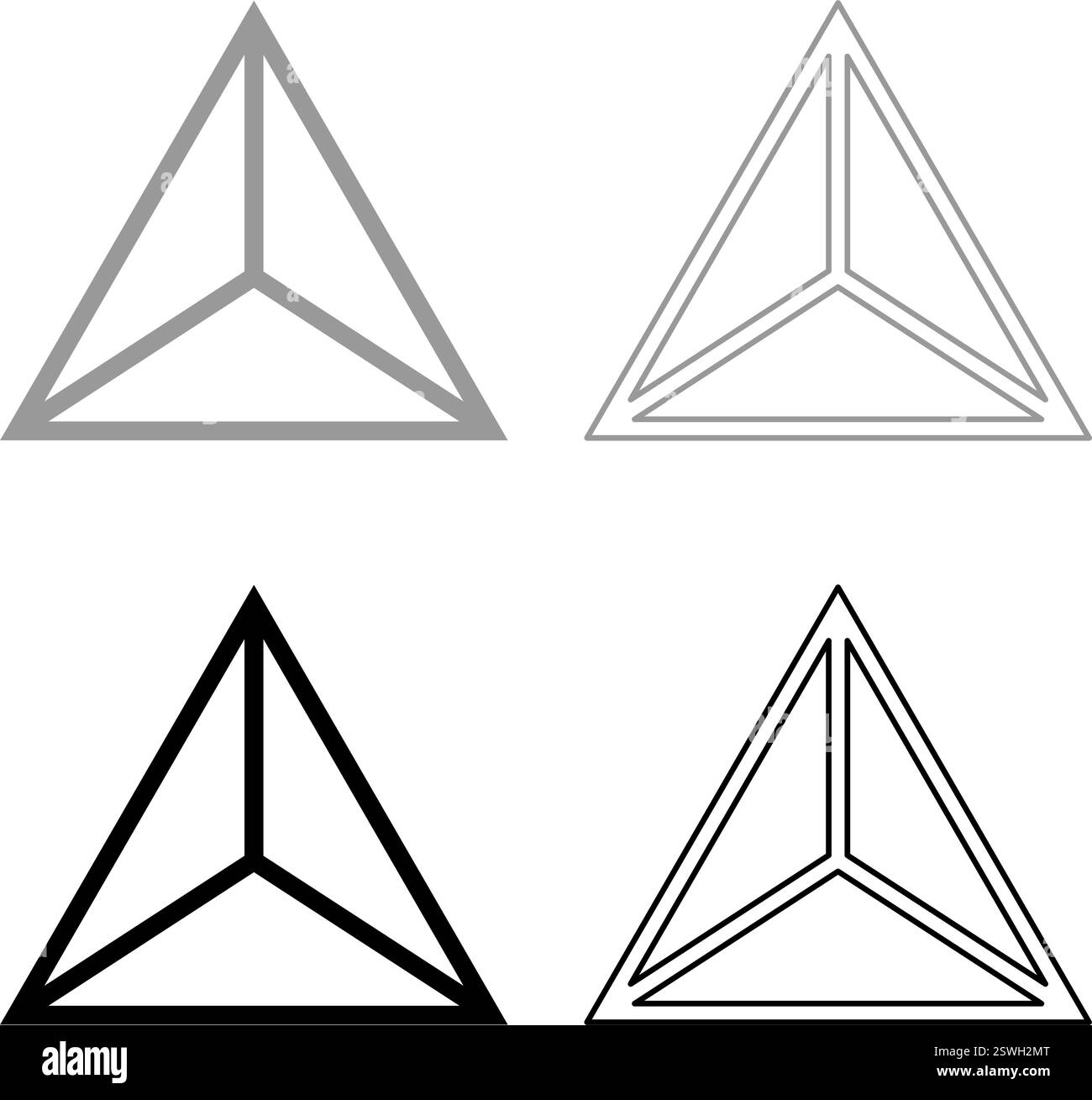 Pyramid shape triangle view from above Sacred geometry set icon grey ...