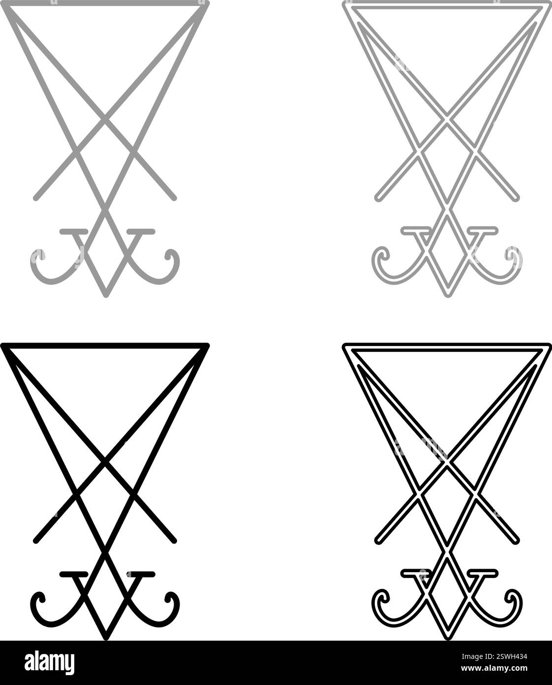 Lucifer's sign seal Satan Lucifer symbol set icon grey black color ...