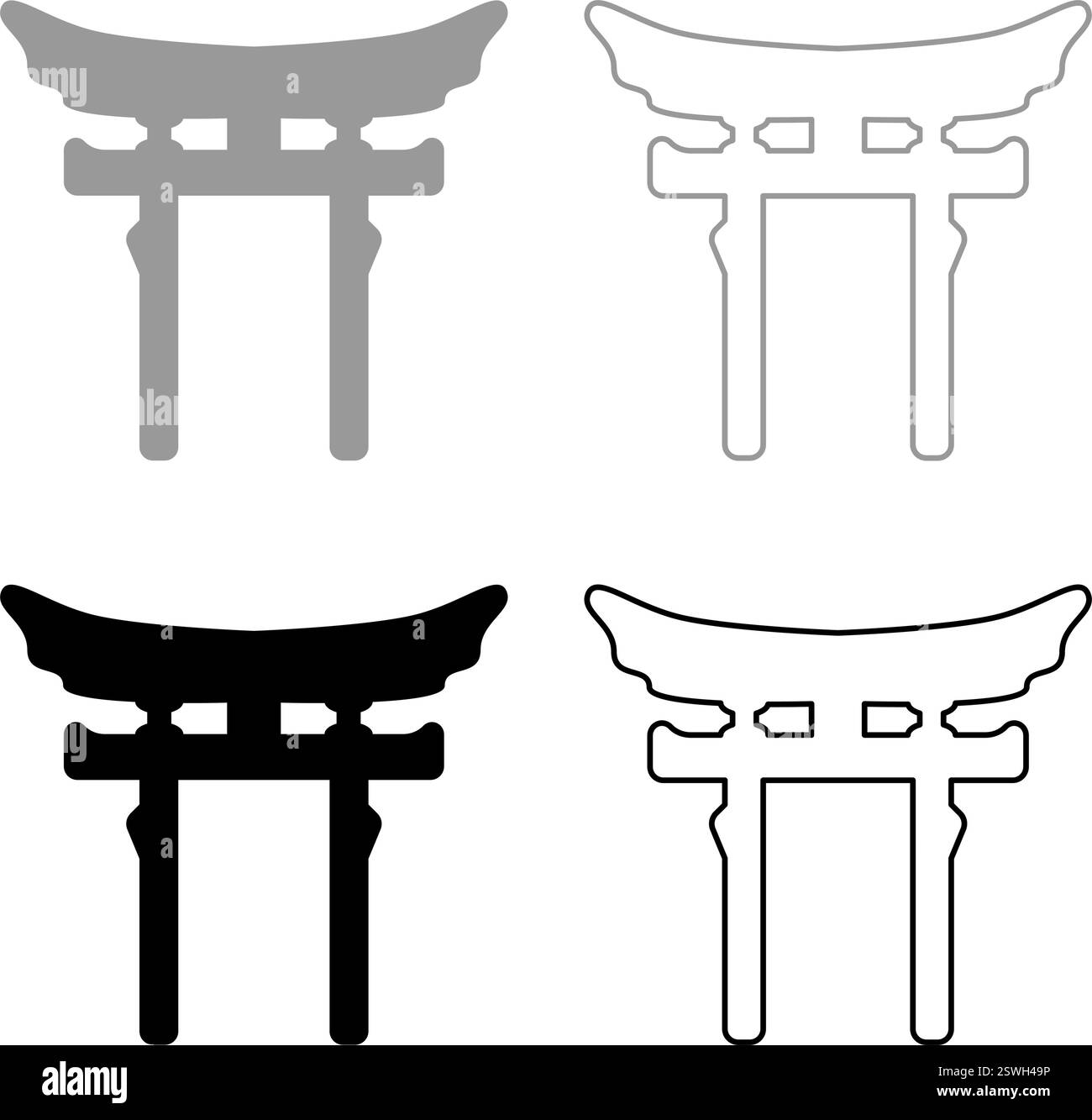 Torri gate symbol Shinto Japanese Arch Asian Toria travel concept set ...