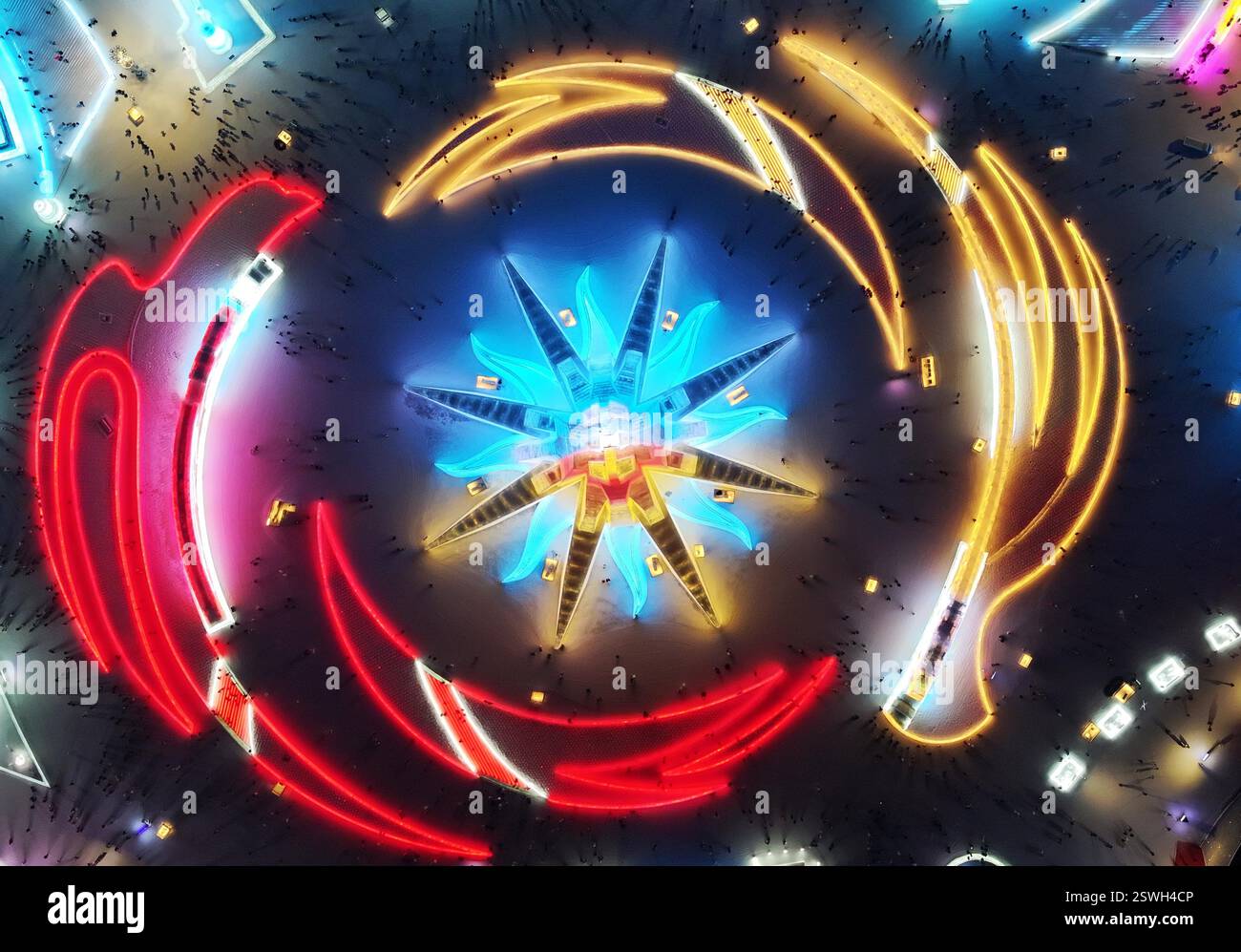 Aerial photo shows tourists playing at Harbin Ice and Snow World in ...