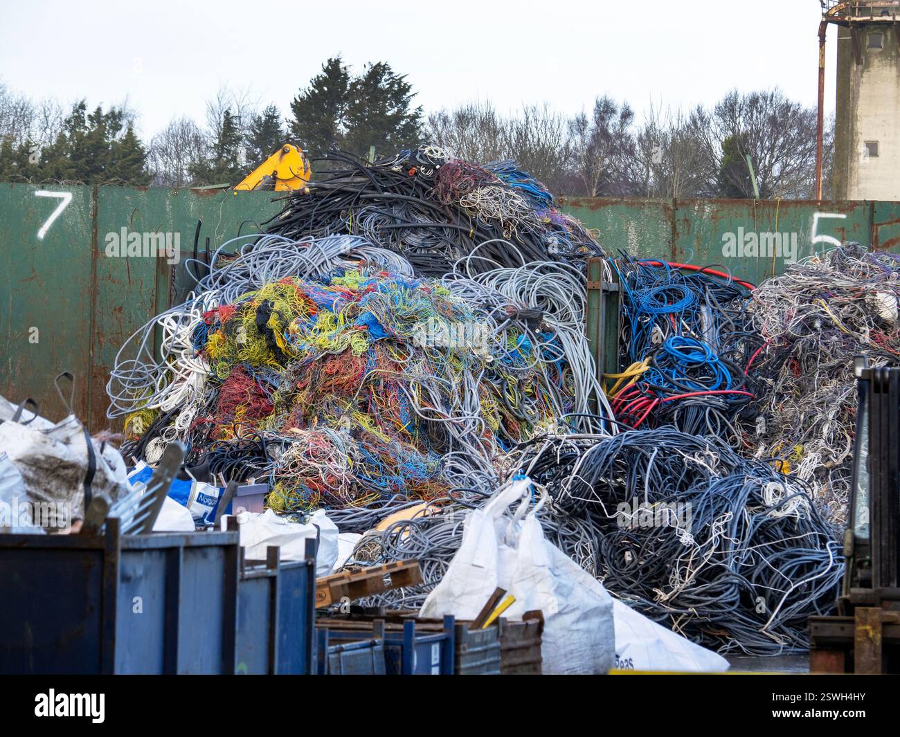 Scrap wiring and cabling at a scrap metal dealers at Sharpness docks on ...