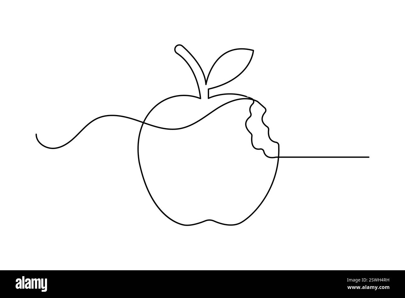 Apple continuous one line drawing of fruit outline isolated vector icon ...