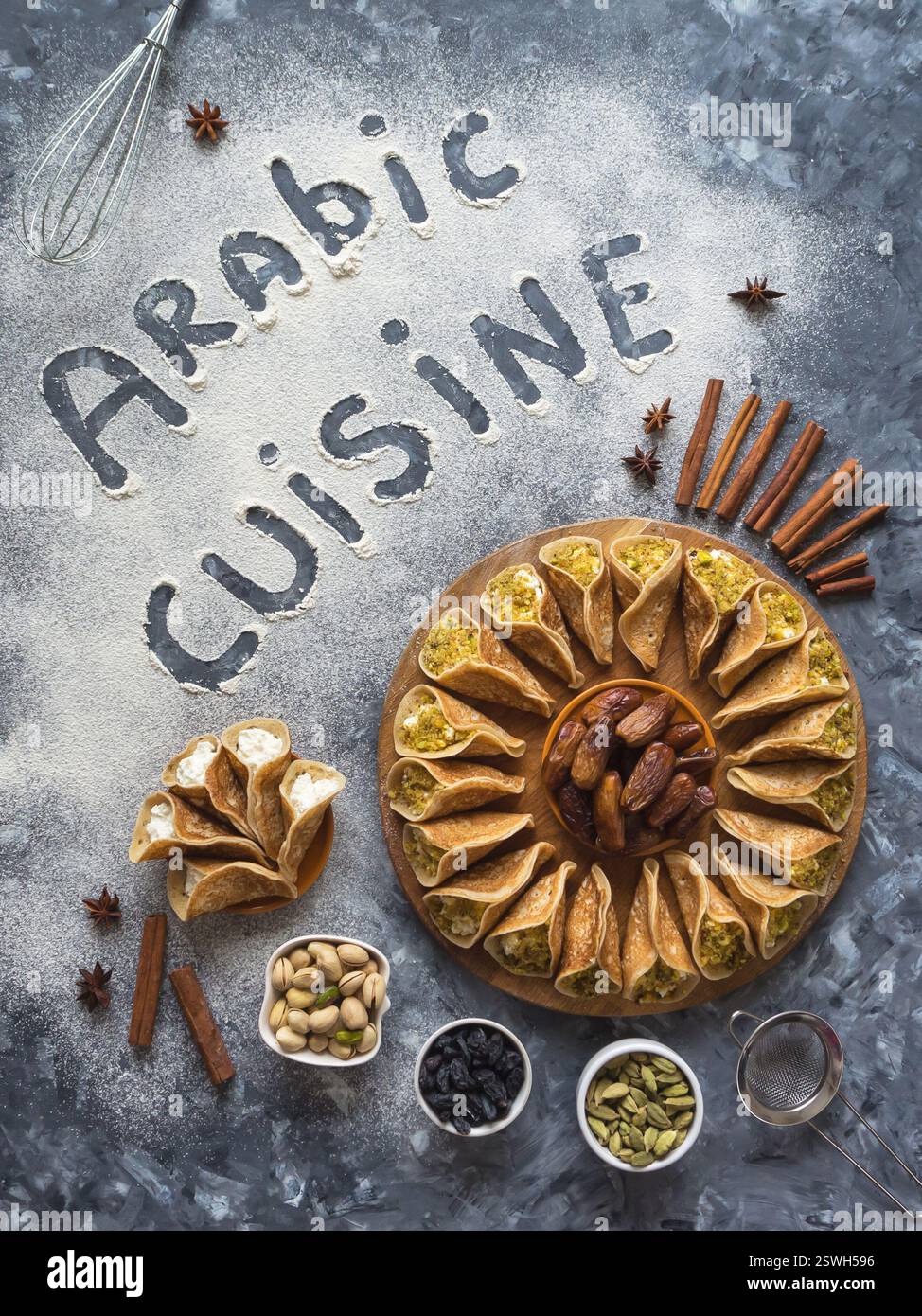 Arabic food background with an inscription in Arabic cuisine Stock ...