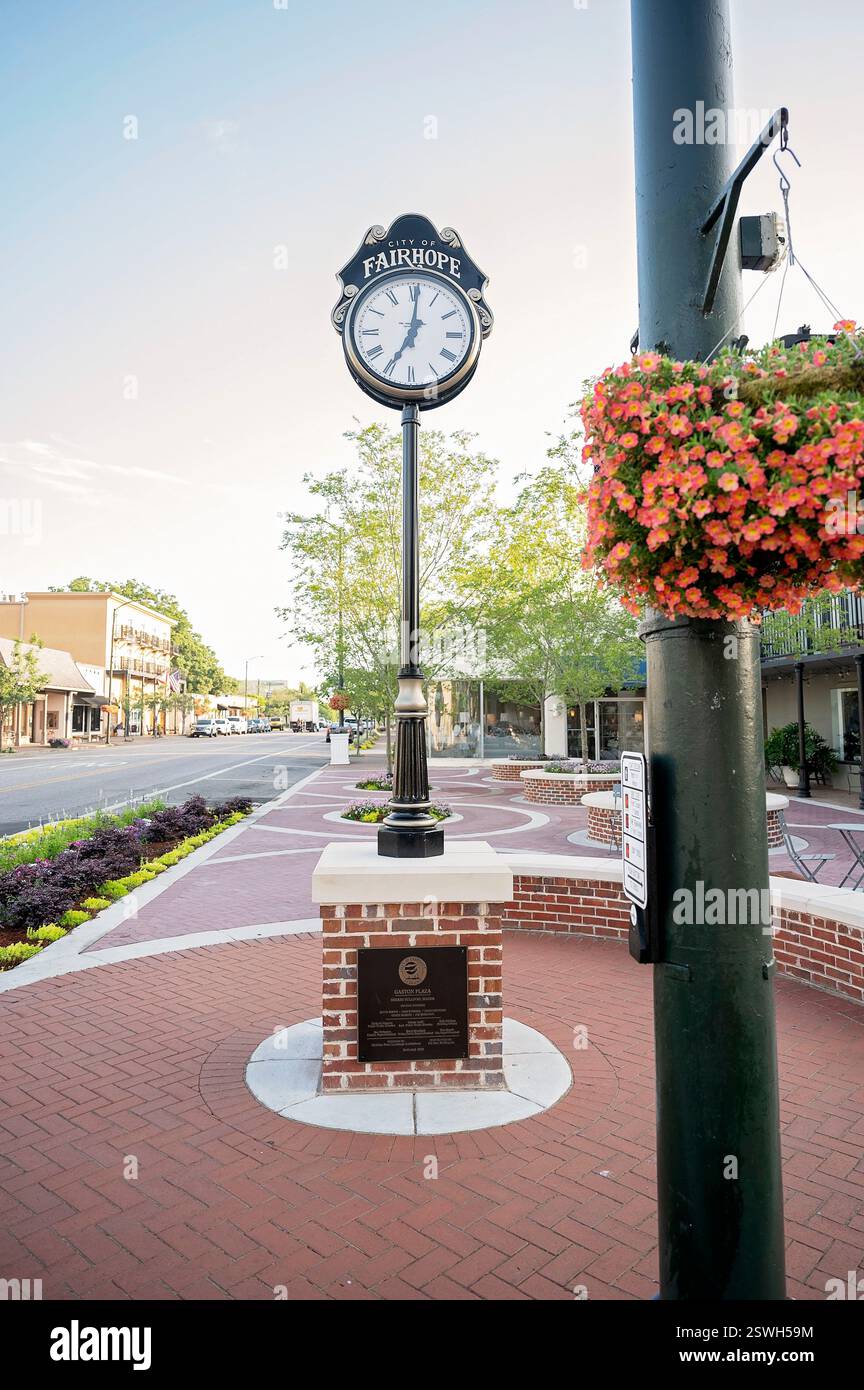 Decorative street clock in downtown Fairhope, Alabama plaza Stock Photo ...