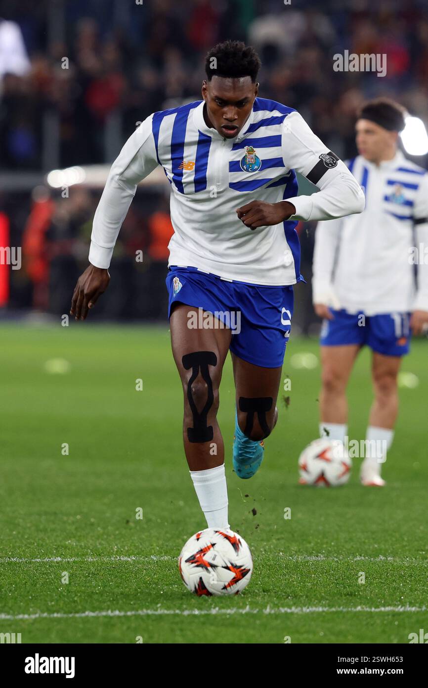 Samu Aghehowa of Porto warms-up before the Uefa Europe League 2024-2025 ...