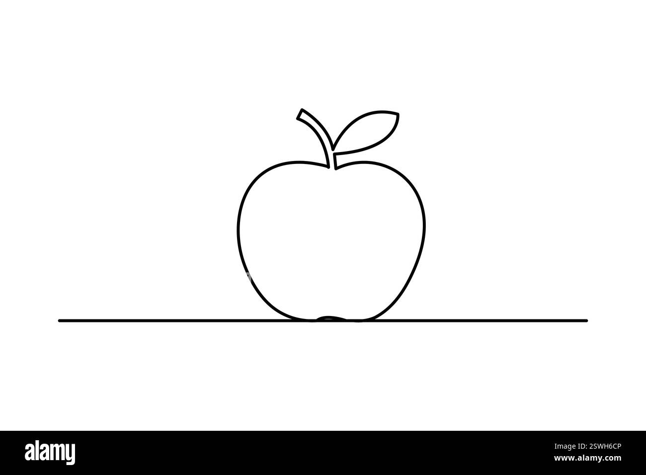 Apple continuous one line drawing of fruit outline isolated vector icon ...