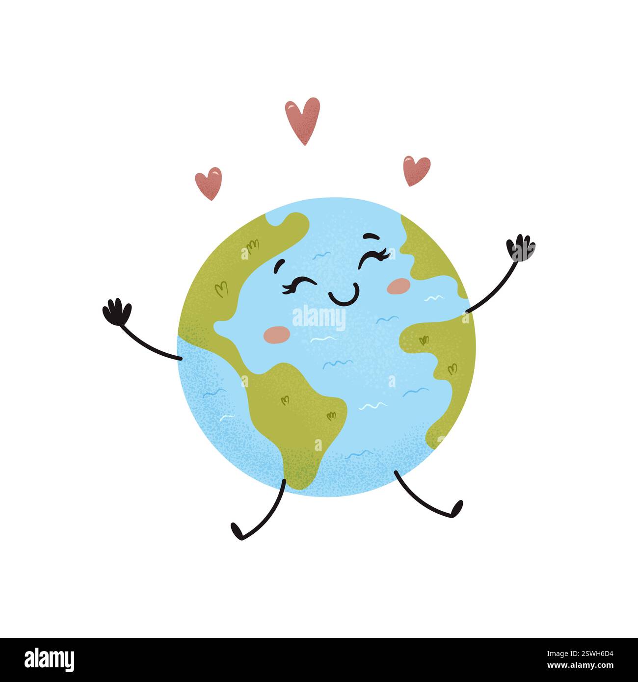 Cute planet Earth lying down, spreading her arms. Character, ecology ...