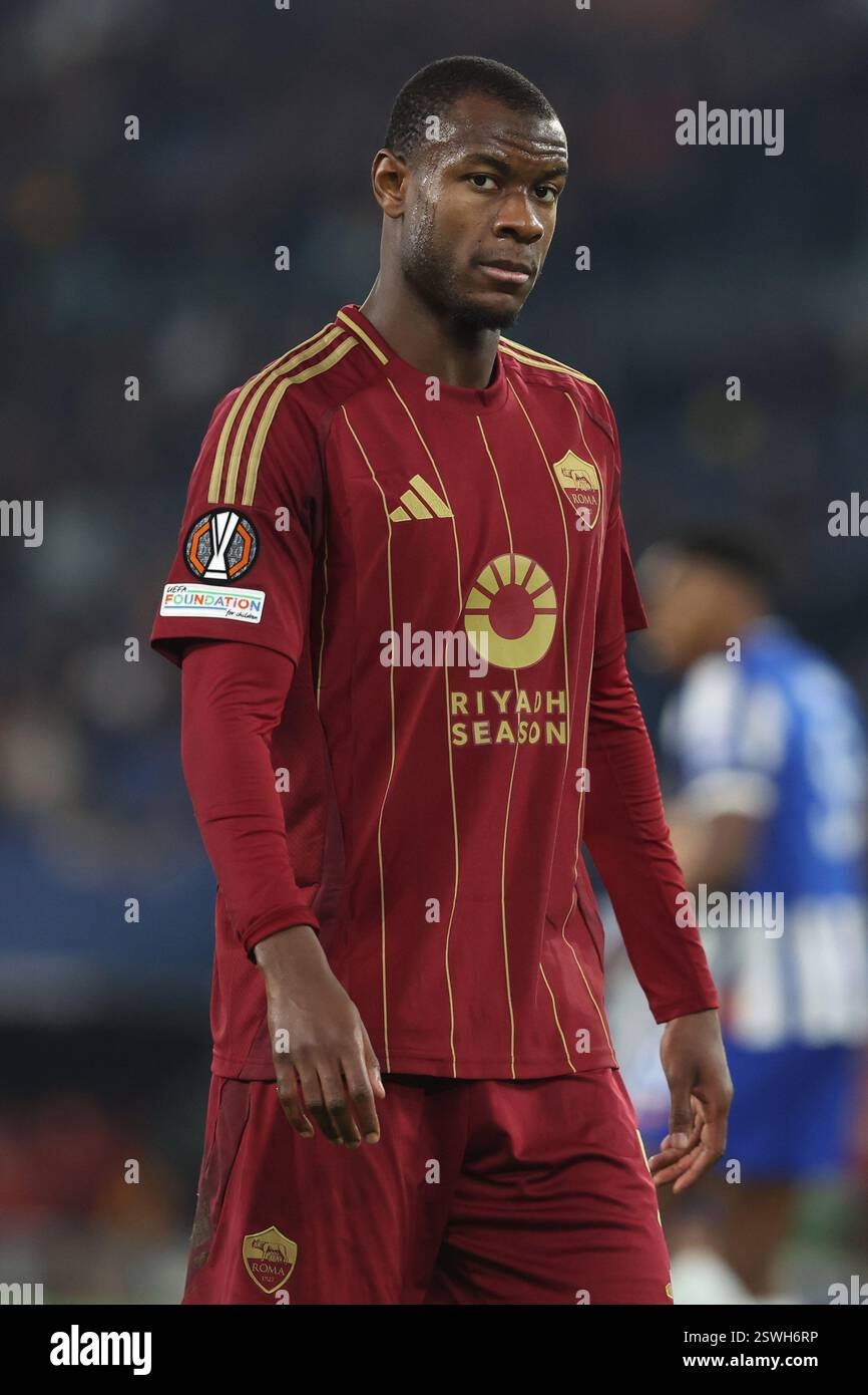 Rome, Italy. 20th Feb, 2025. Evan Ndicka of Roma seen during the Uefa ...