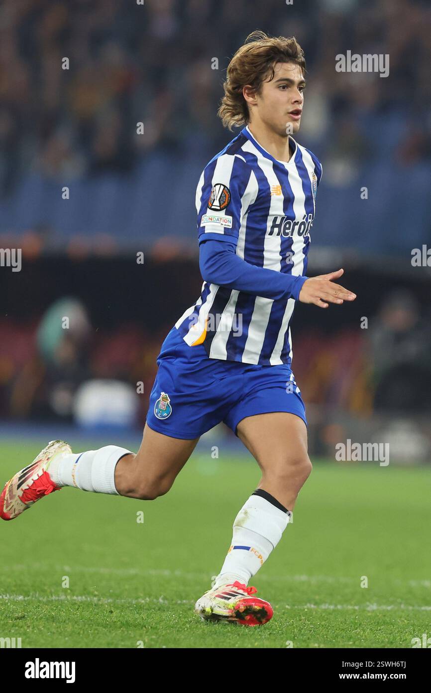 Rome, Italy. 20th Feb, 2025. Rodrigo Mora of Porto seen in action ...