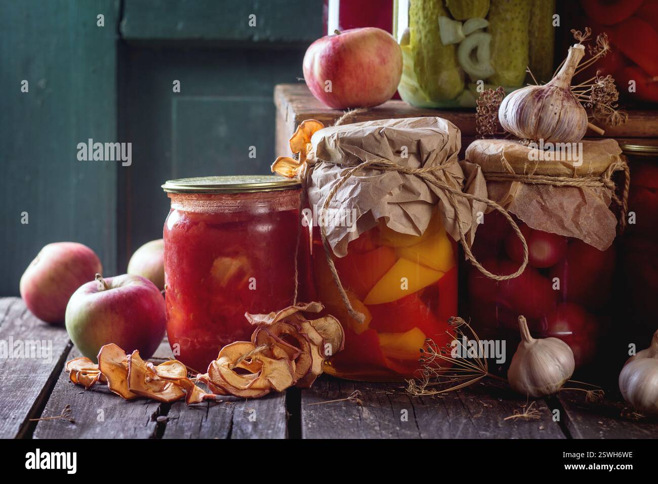 Assortment of preserved food Stock Photo - Alamy