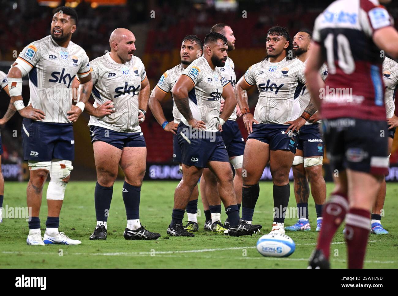 Brisbane, Australia. 21st Feb, 2025. Pasifika players recover following ...