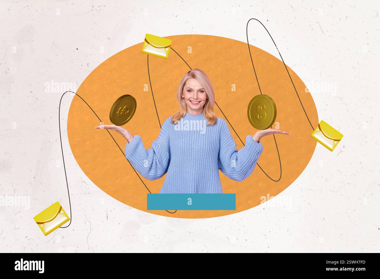 3D photo collage template trend artwork sketch of young lady hand hold ...