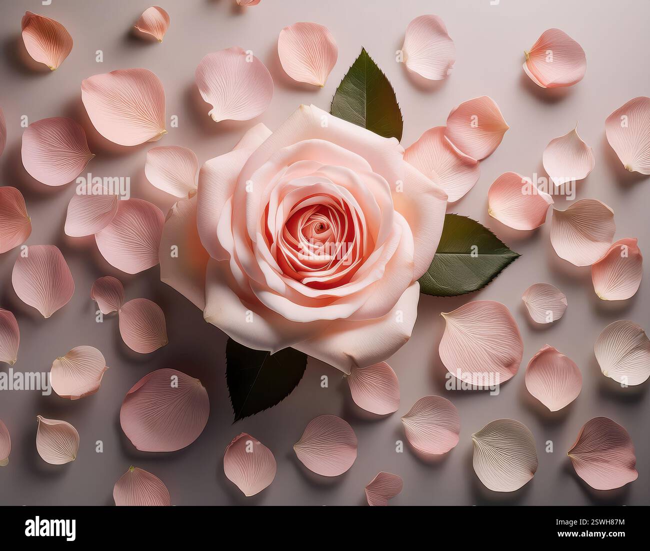 Delicate rose surrounded by soft petals symbolizes harmony and ...
