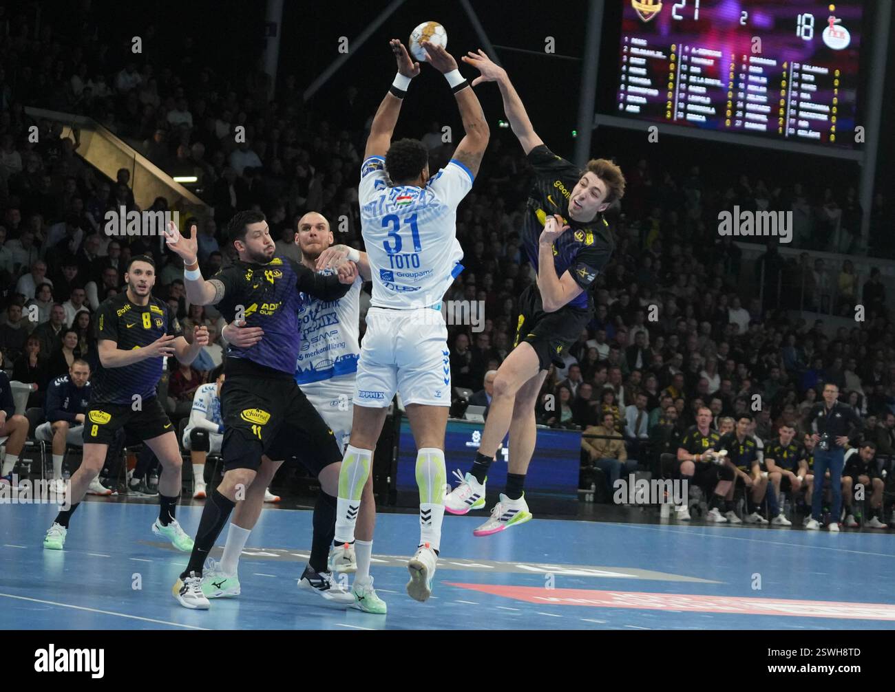 Nantes, France. 19th Feb, 2025. Thibaud Briet, Nicolas Tournat OF HBC ...