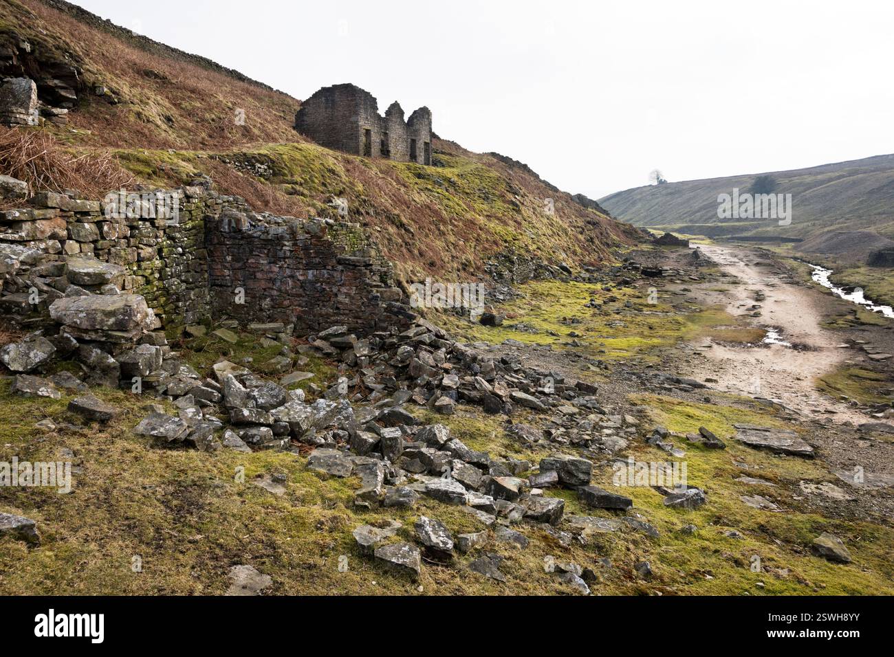 Remains of an old lead mine, Hebden Beck near Grassington, Yorkshire ...