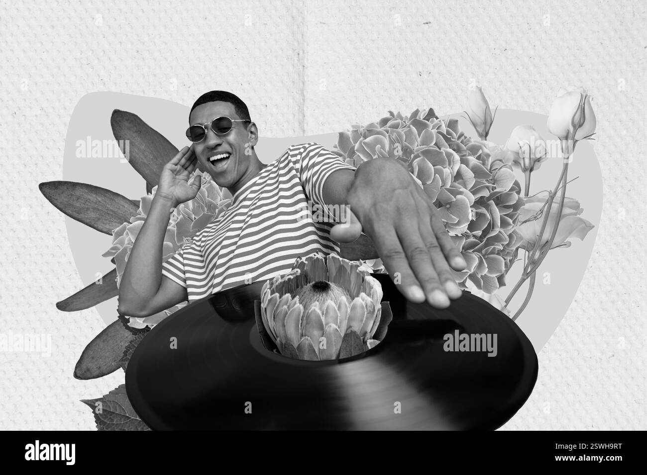 Creative 3d photo collage artwork graphics painting of carefree guy ...