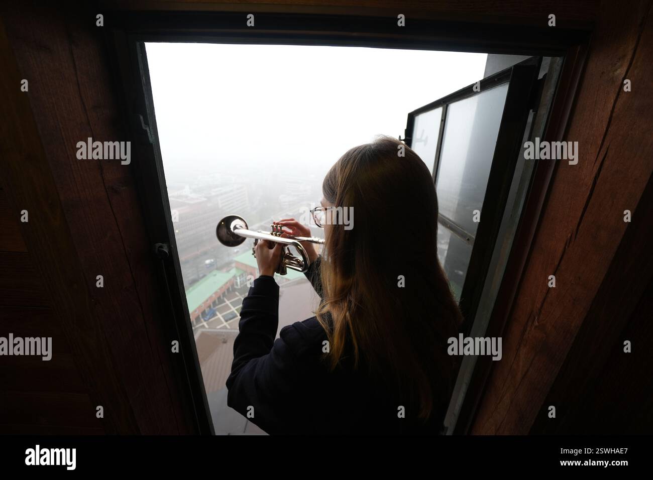 Hamburg, Germany. 21st Feb, 2025. Neele Fokken, the new tower warden at ...