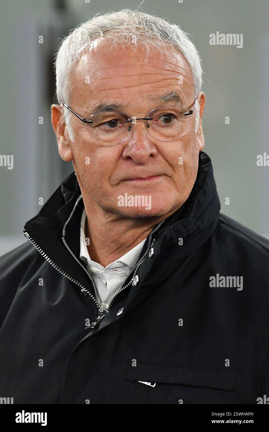 Rome, Lazio. 20th Feb, 2025. Roma Coach Claudio Ranieri, reacts during ...