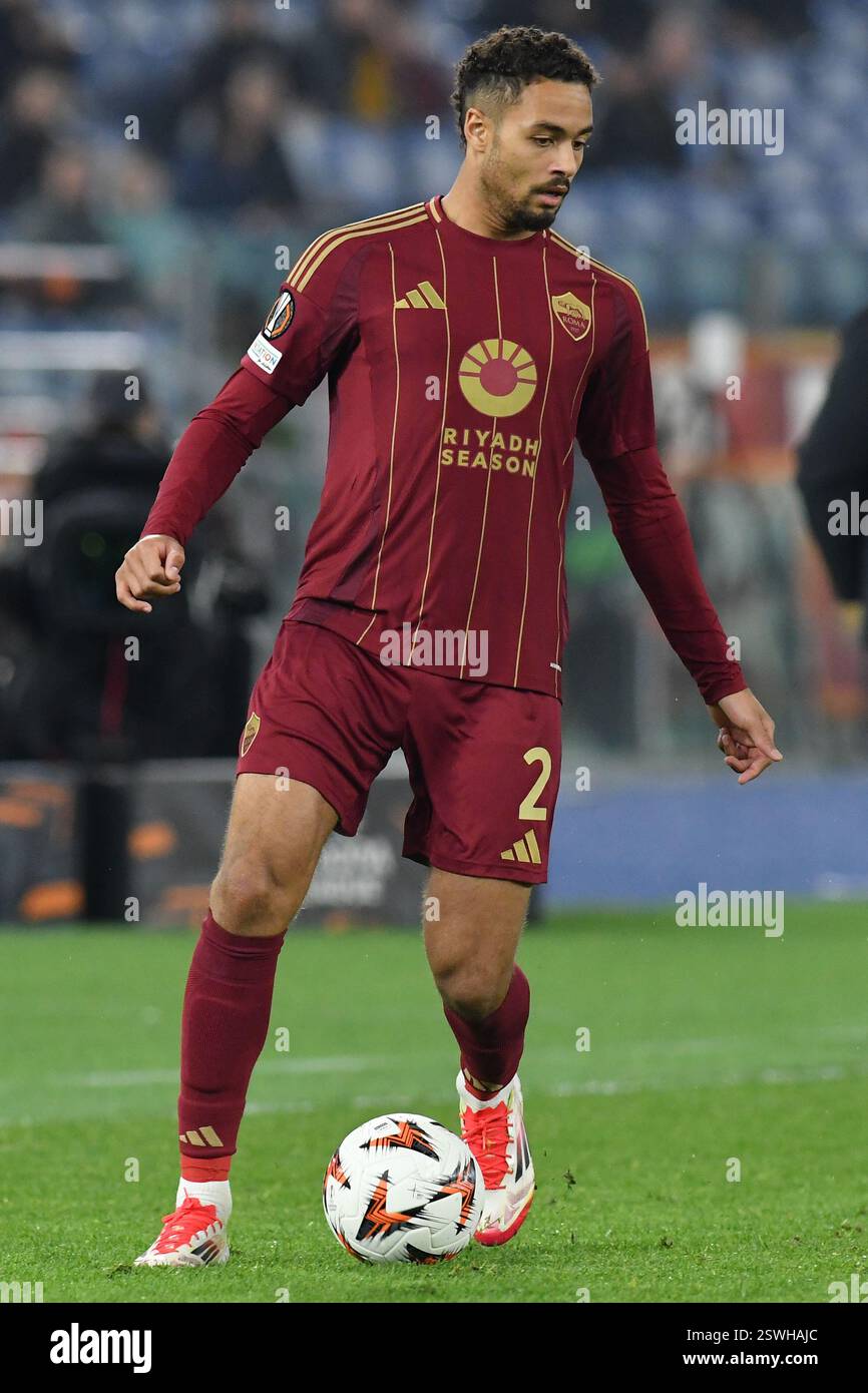 Devyne Rensch of AS Roma during the Europa League Knockout phase play ...