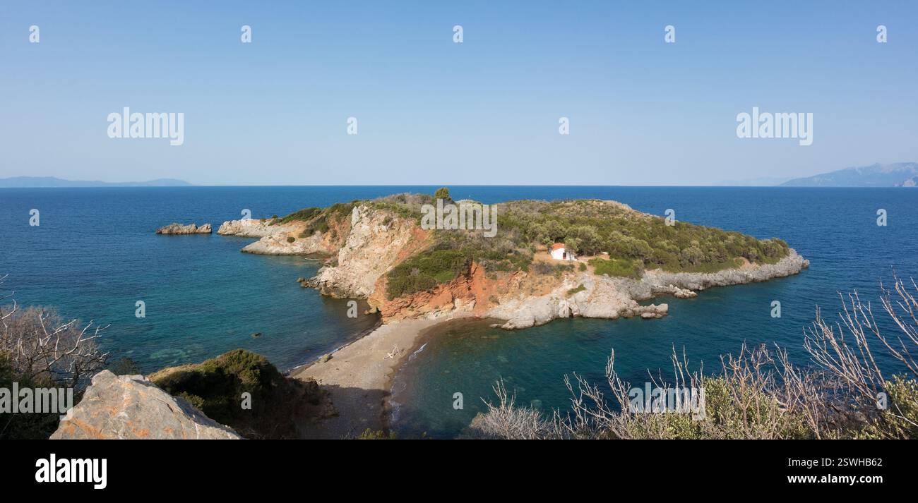 The beautiful bay of Saint Vasilios in North Evia, Greece, with the ...