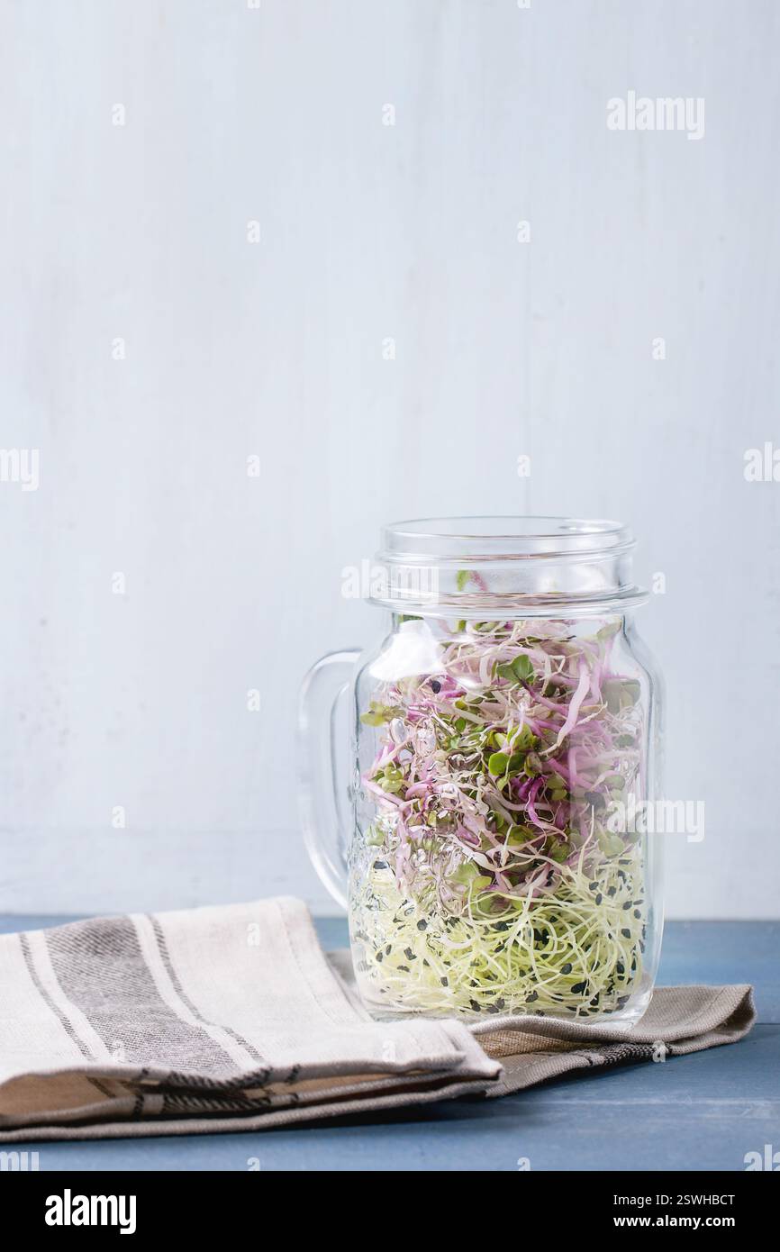 Fresh Sprouts in mason jar Stock Photo - Alamy