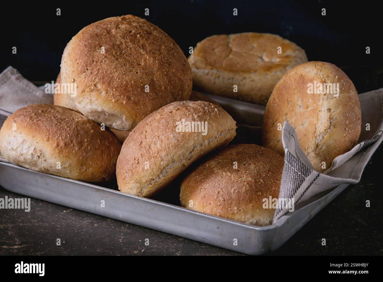 Fresh baked wholegrain buns Stock Photo - Alamy