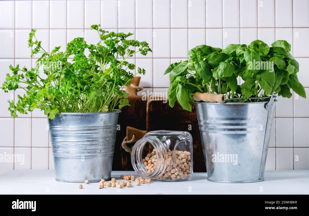 Herbs and checkpeas Stock Photo - Alamy