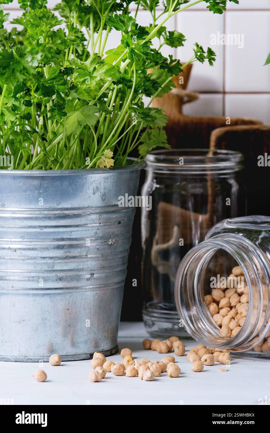 Herbs and checkpeas Stock Photo - Alamy