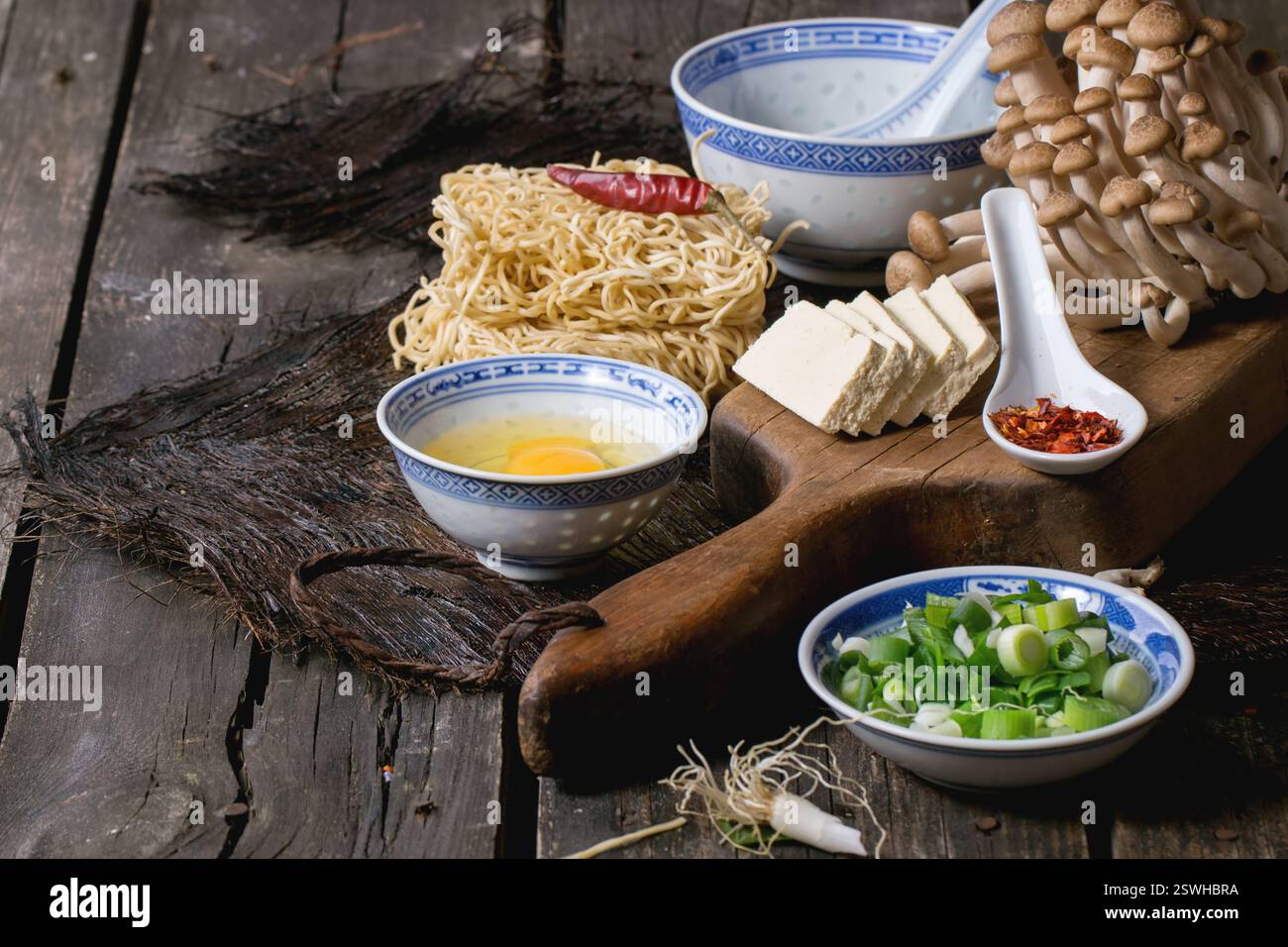 Ingredients for asian soup ramen Stock Photo - Alamy