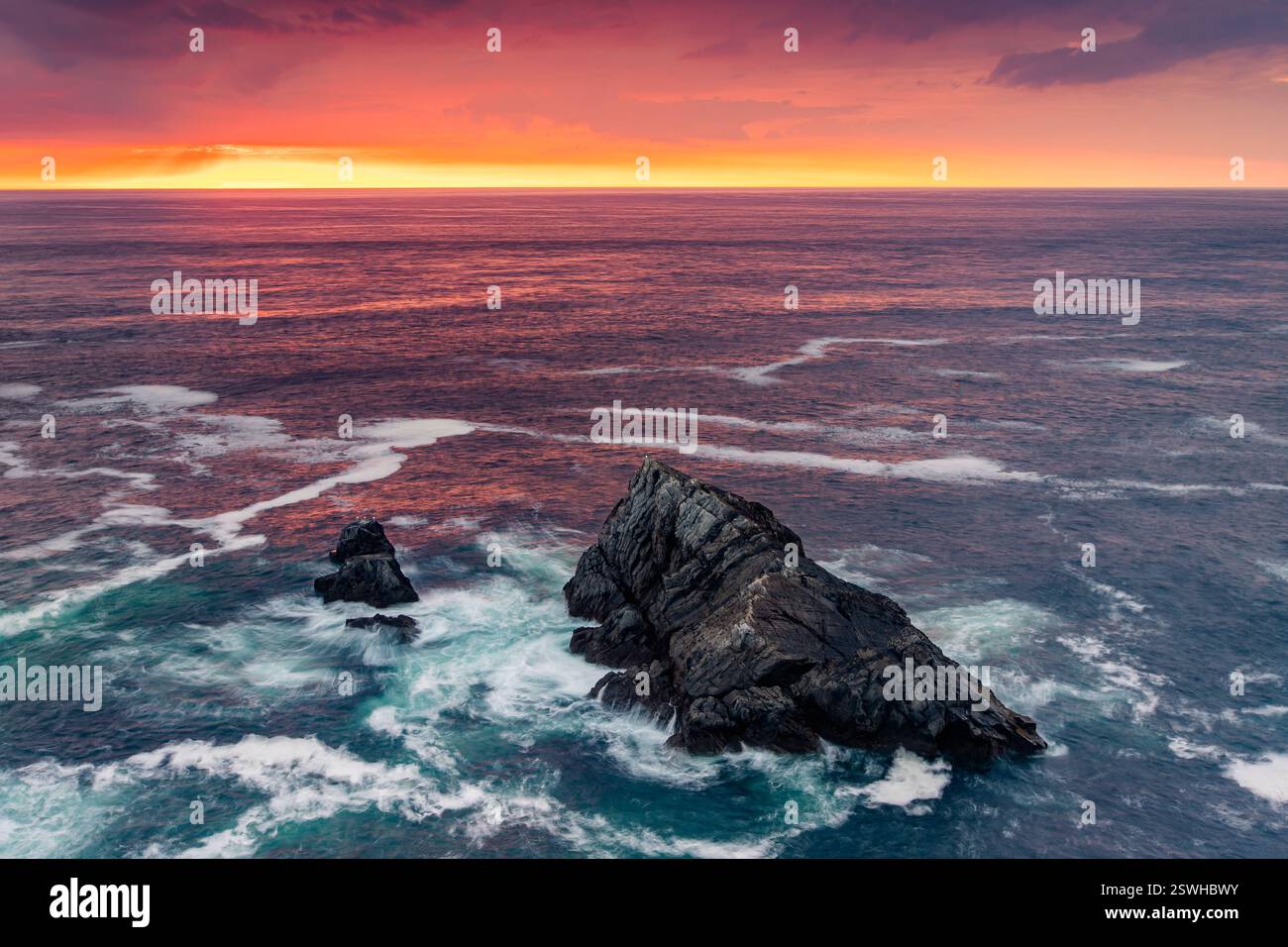 Colourful Sunset at Malin Head, County Donegal, Ireland Stock Photo - Alamy