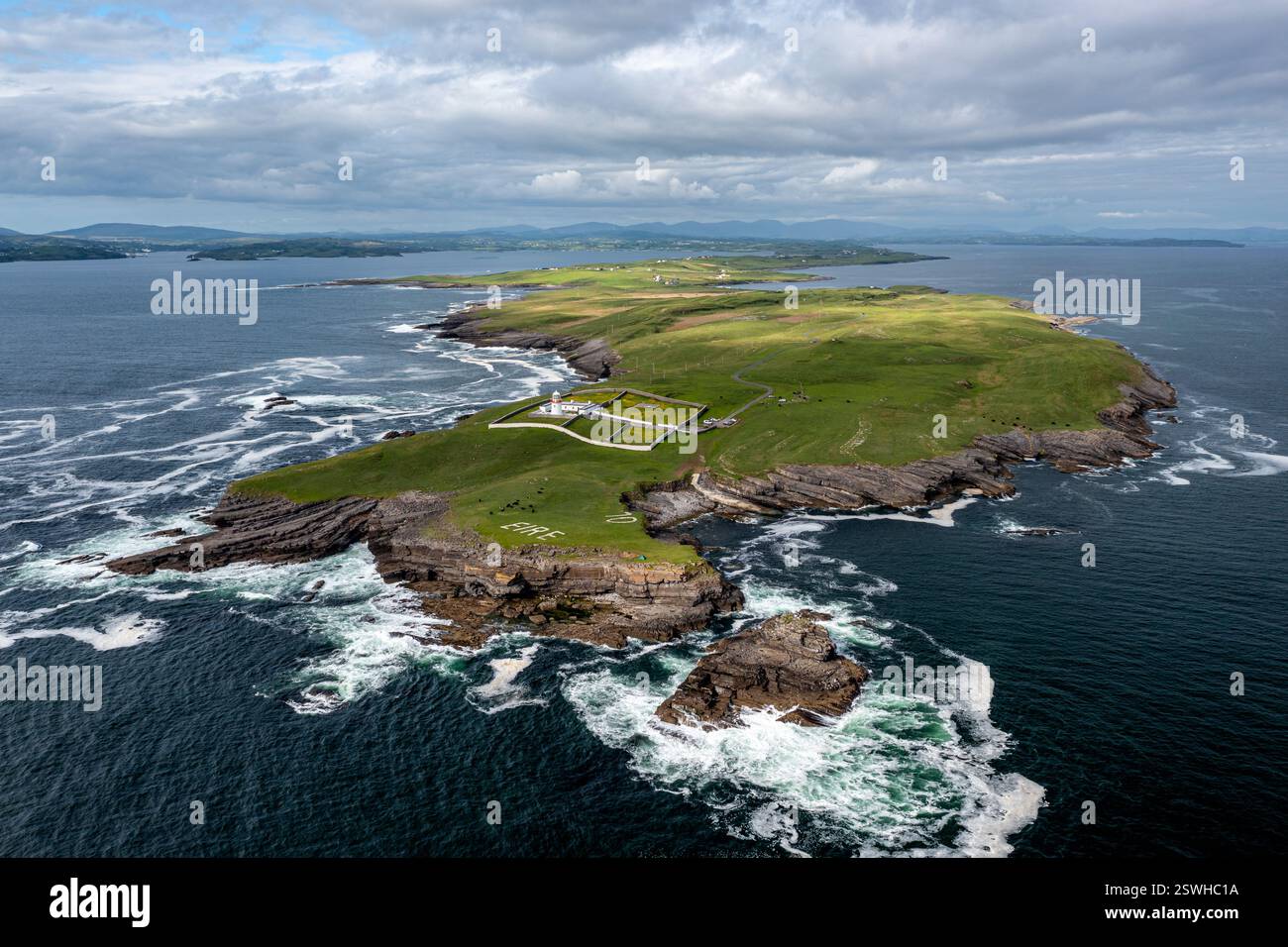 Aerial View of St John's Point Lighthouse, Donegal, Ireland Stock Photo ...