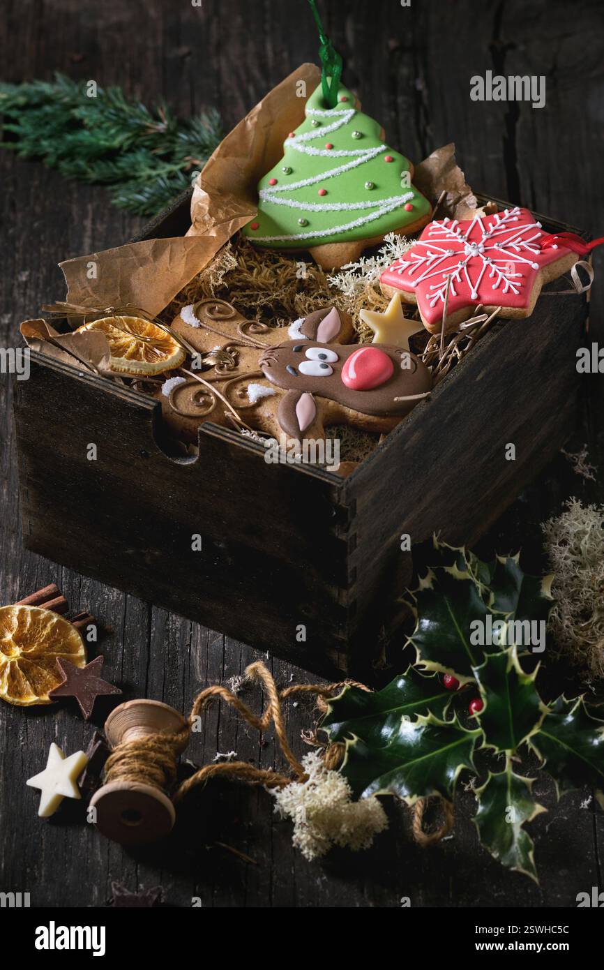 Christmas Handmade patterned gingerbreads Stock Photo - Alamy