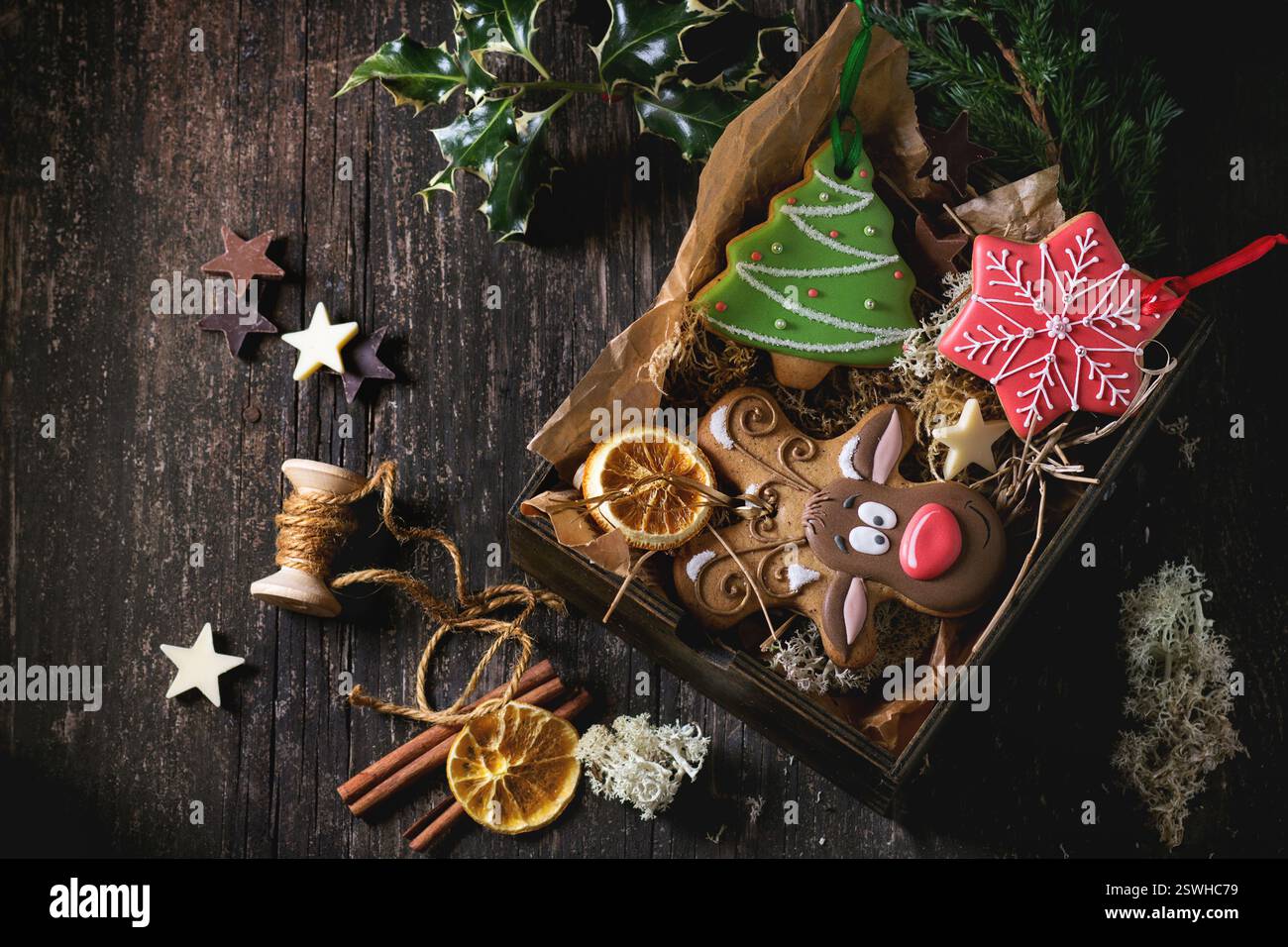 Christmas Handmade patterned gingerbreads Stock Photo - Alamy