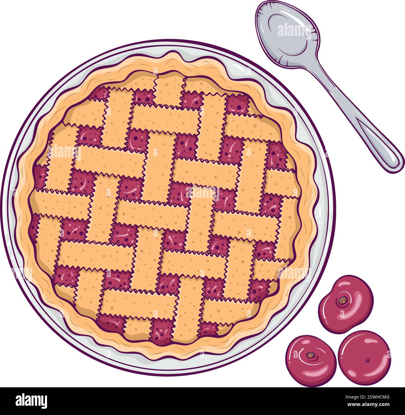 Plate spoon tasty berry Stock Vector Images - Alamy