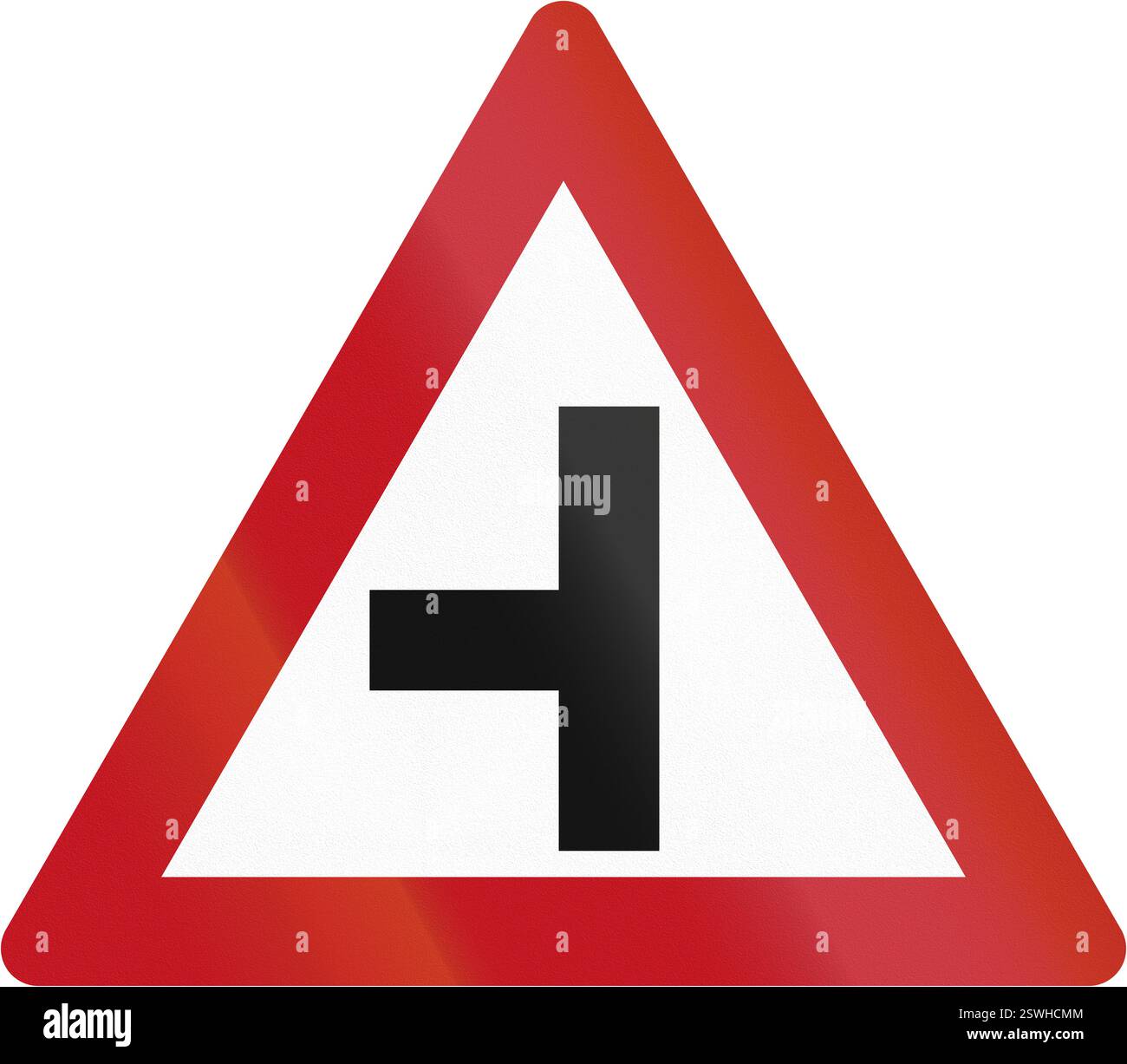 Israel warning road sign - side junction to the left Stock Photo - Alamy