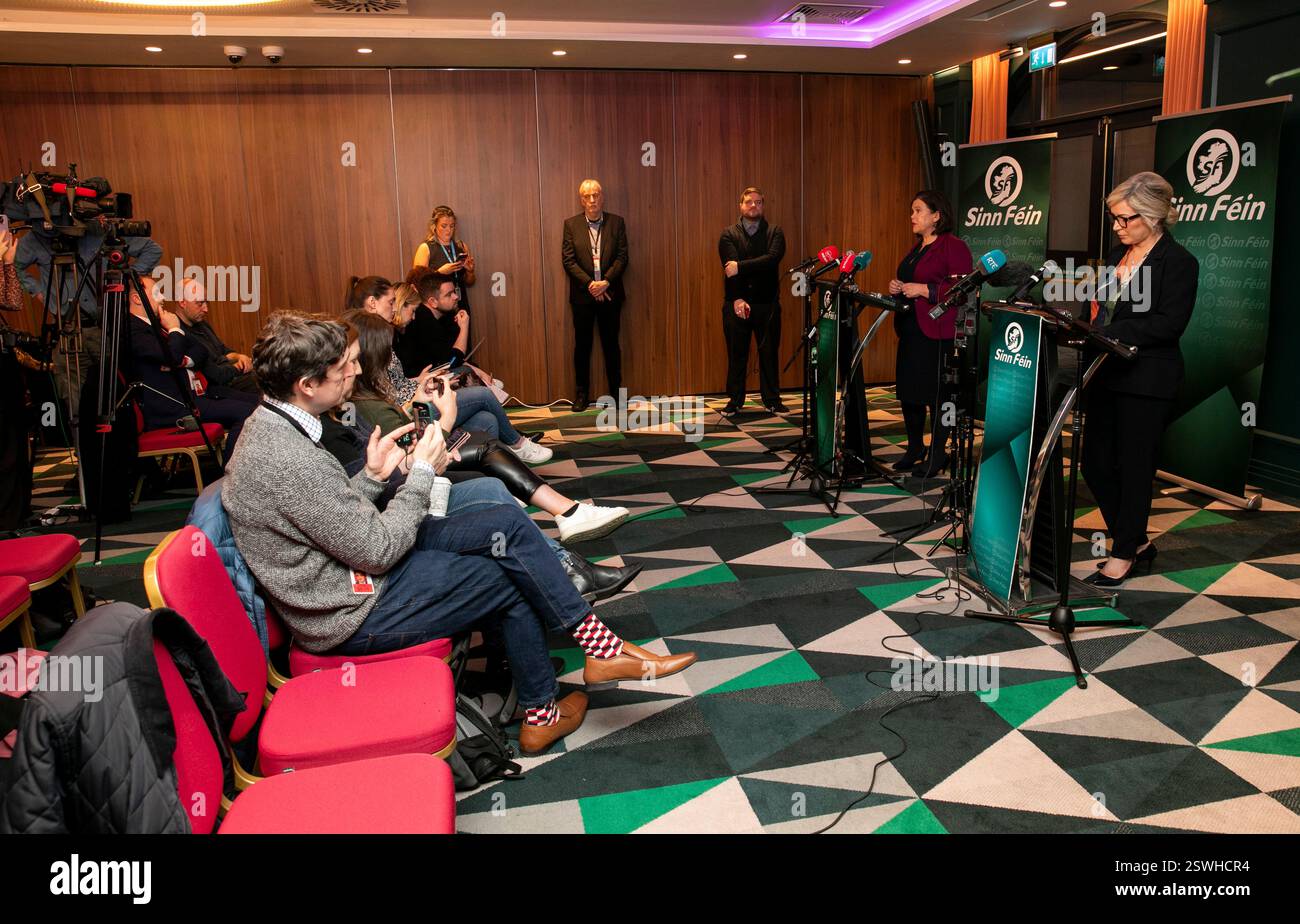 Sinn Fein leader Mary Lou McDonald (left) and Northern Ireland's First ...