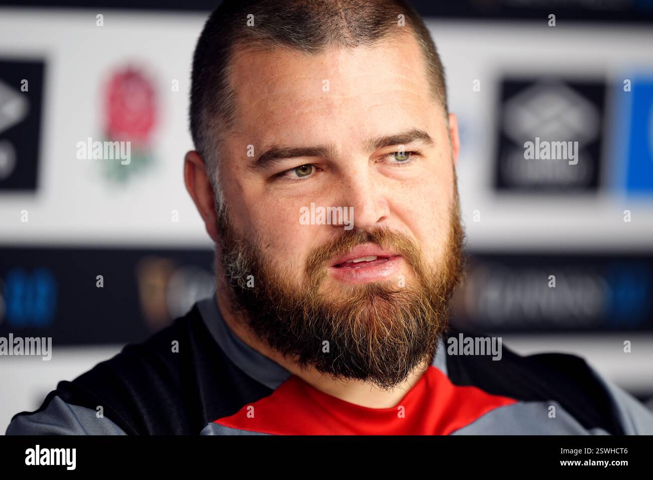 England Scrum Coach, Tom Harrison, during a press conference at the ...
