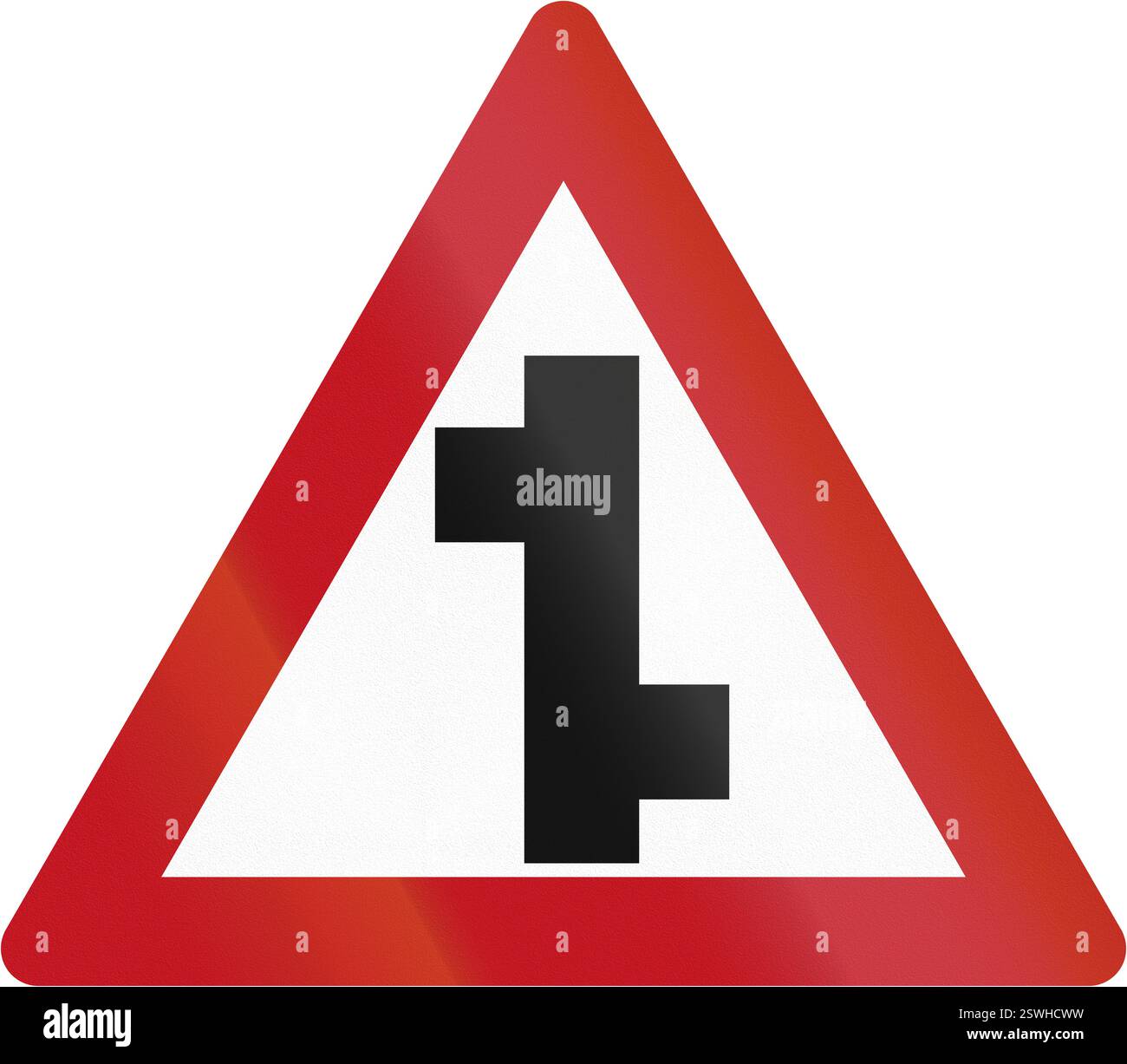 Israel warning road sign - staggered crossroads - right and left Stock ...