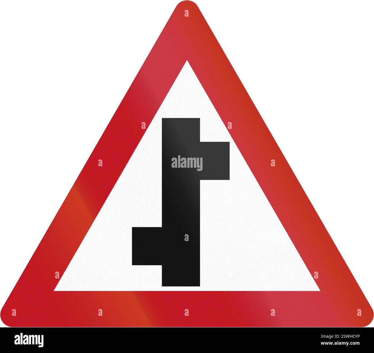 Israel warning road sign - staggered crossroads - left and right Stock ...