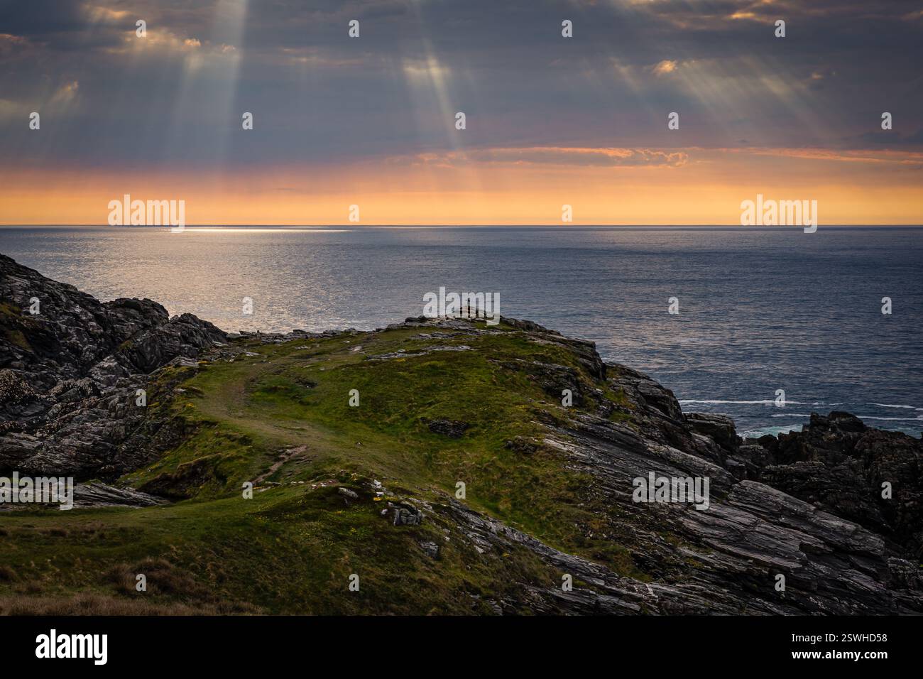 Colourful Sunset at Malin Head, County Donegal, Ireland Stock Photo - Alamy