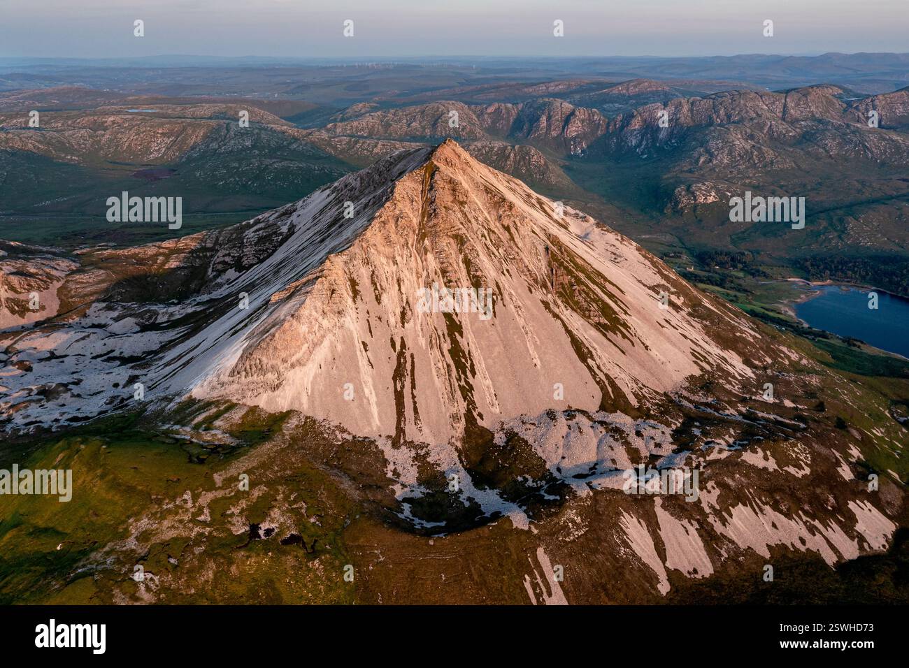 Aerial View of Errigal, tallest Peak in County Donegal, Ireland Stock ...