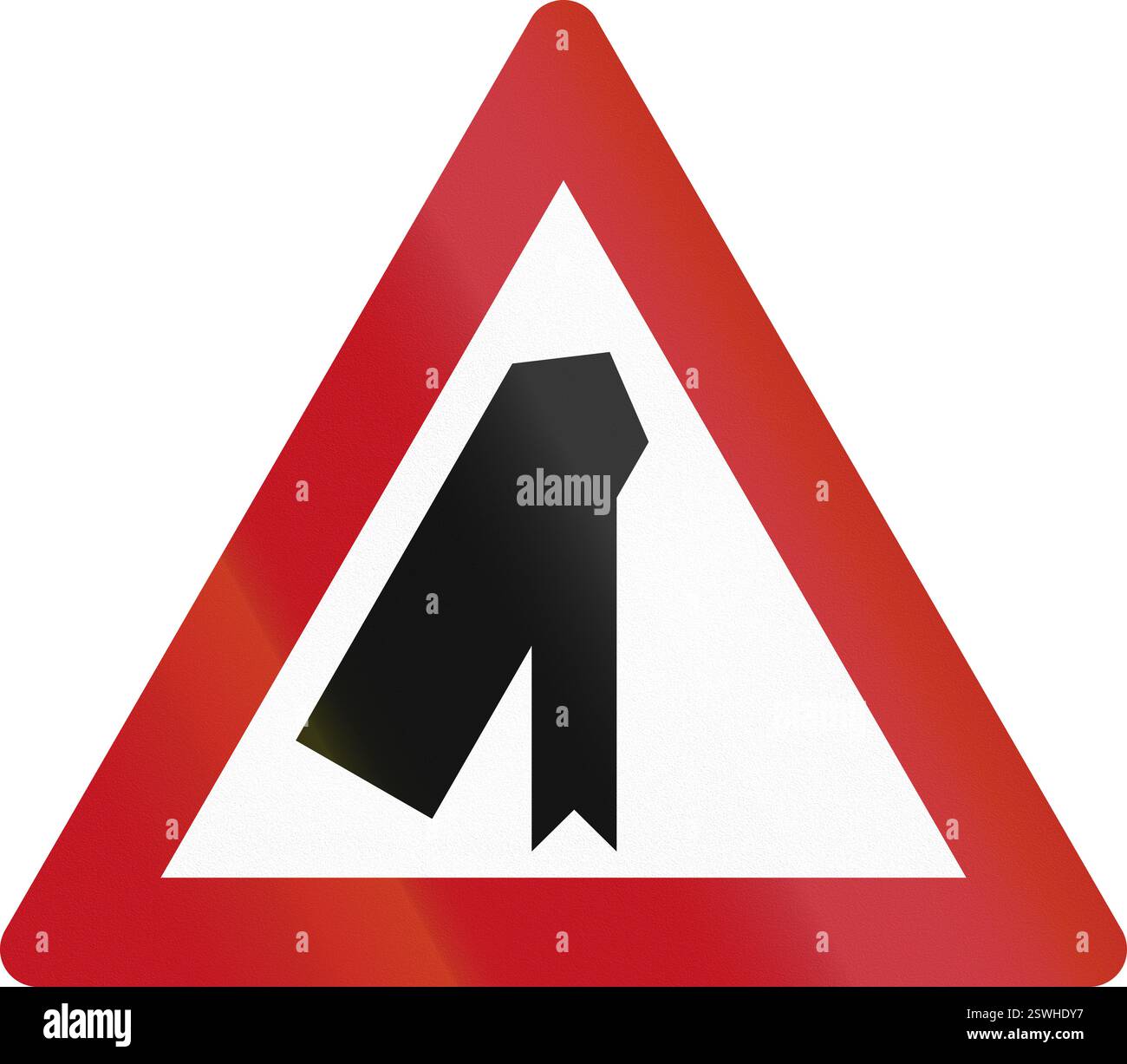 Israel warning road sign - merging into traffic to the left Stock Photo ...