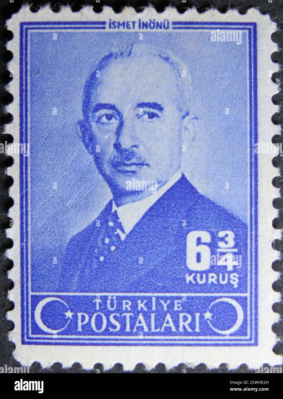 ISTANBUL, TURKEY - JANUARY 24, 2021: Turkish stamp shows President ...