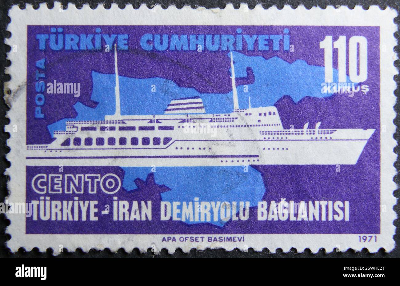 ISTANBUL, TURKEY - JANUARY 24, 2021: Turkish stamp shows Ferry and map ...