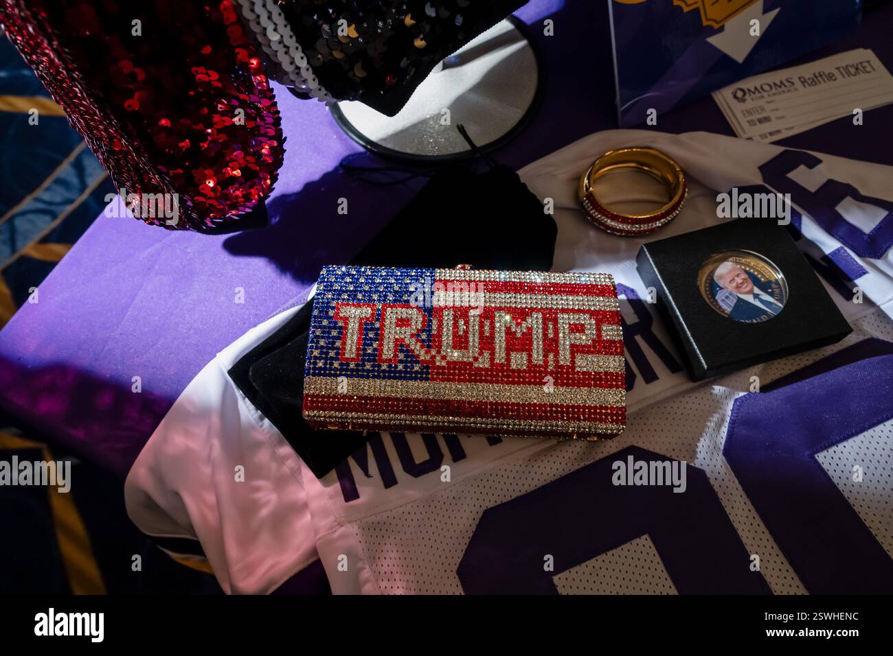 Some items up for raffle at the Moms for America booth at CPAC 25, in ...