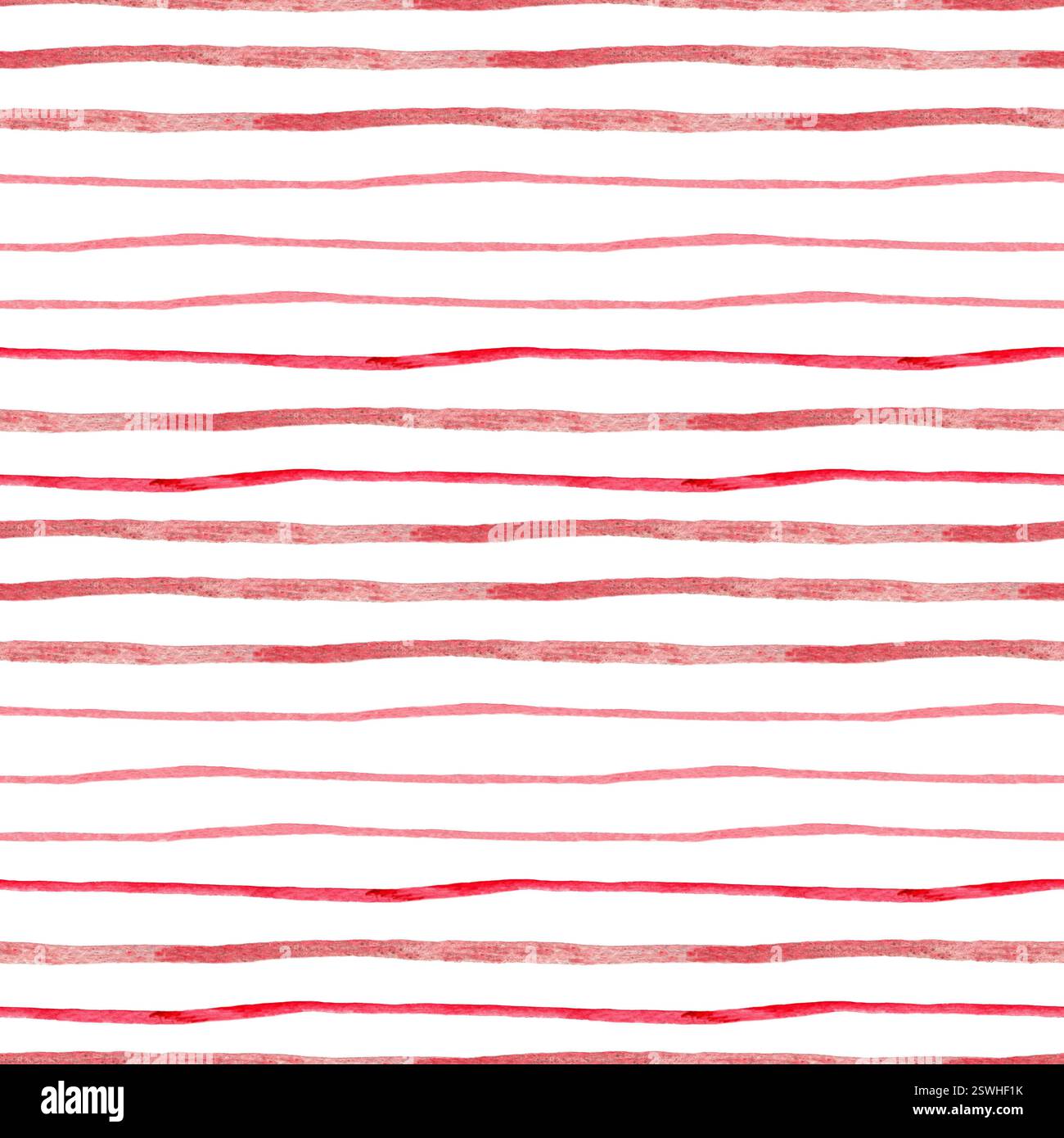 Seamless pattern with hand-painted red and pink stripes on a light ...