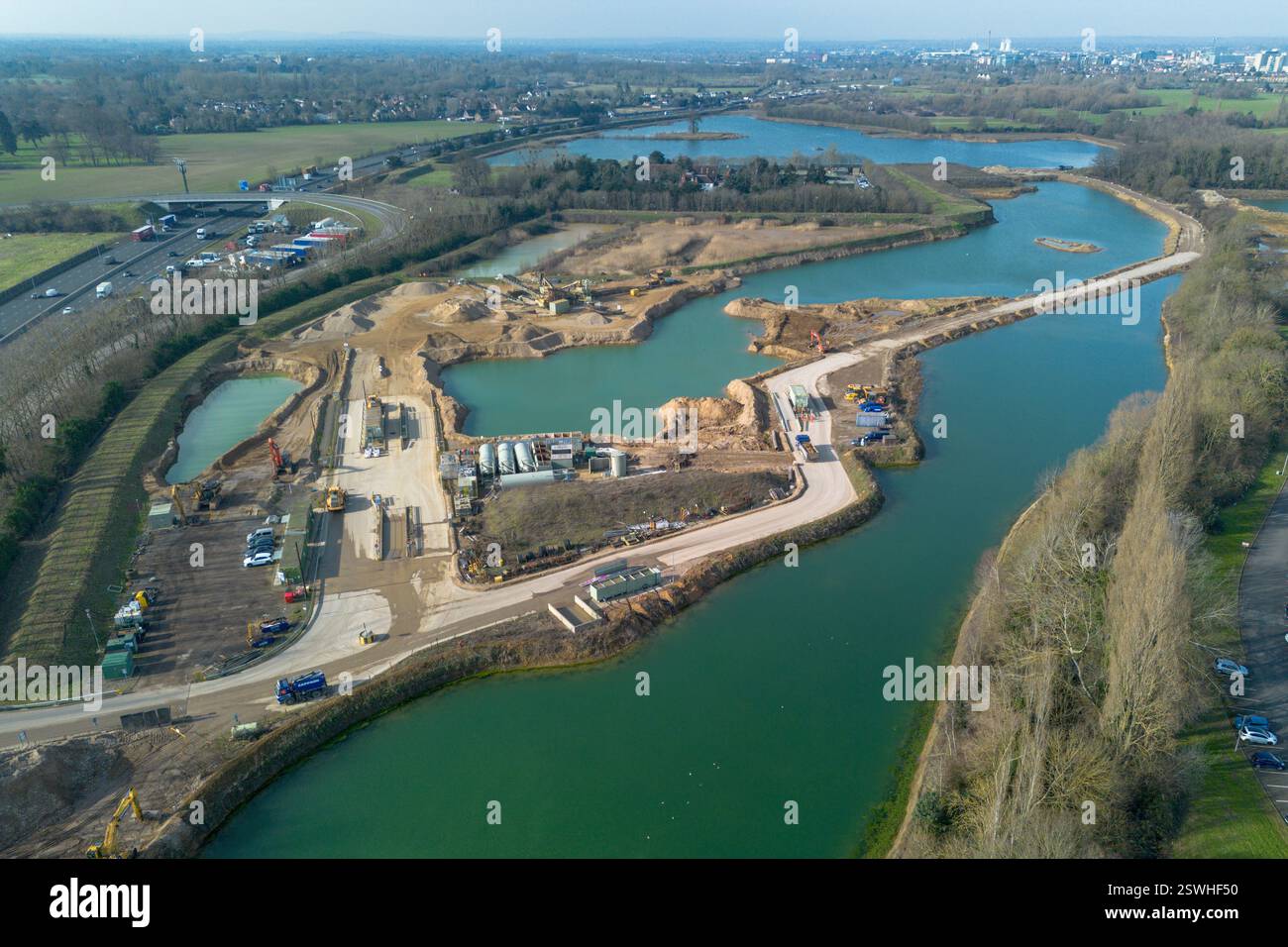 Aerial view of the Cemex Datchet Quarry and Recovery Site, Slough ...