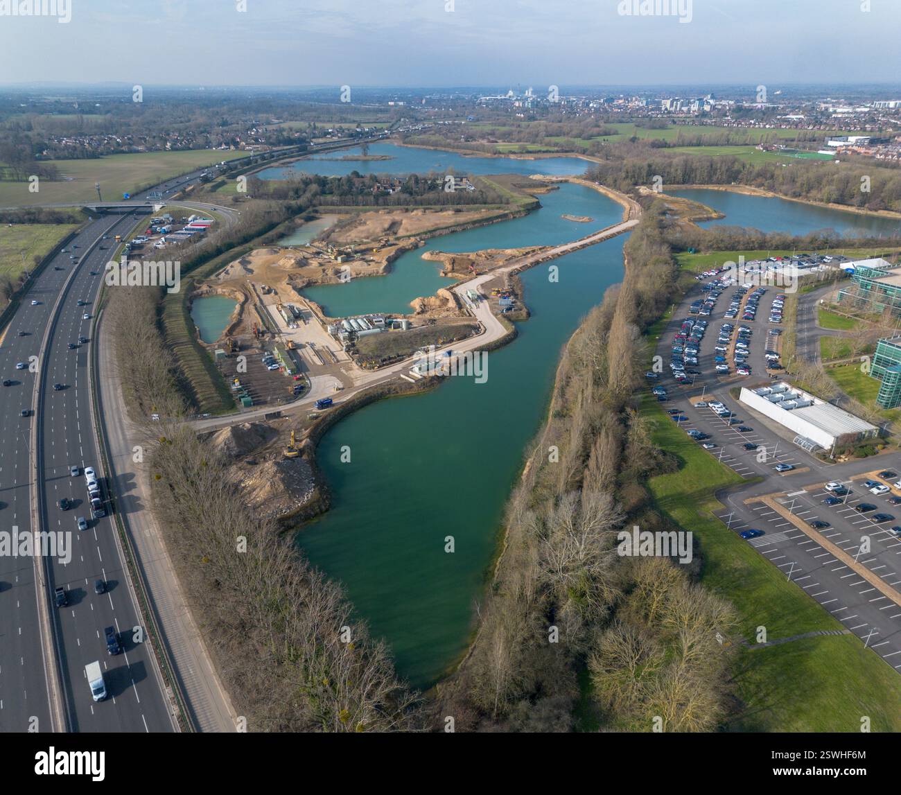 Aerial view of the Cemex Datchet Quarry and Recovery Site, Slough ...